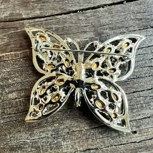 Jewelry | Brooch Pin Silvertone Butterfly Blue And White Costume ...